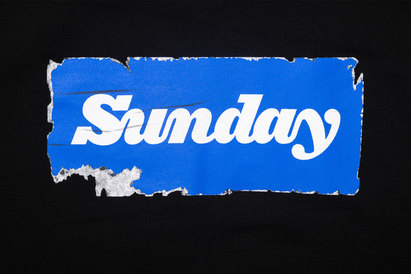 Sunday Sticker Crewneck Sweatshirt (Black with Blue/White Ink) | Sunday ...