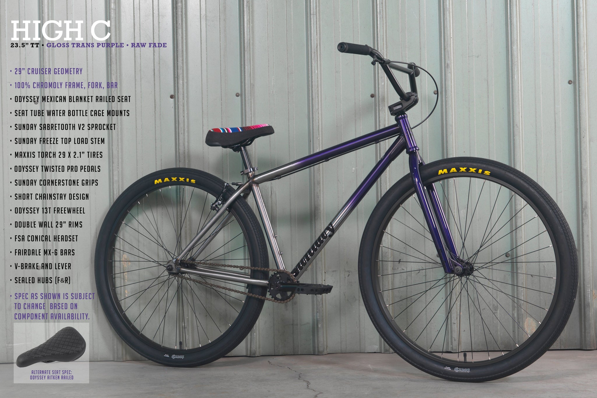 Sunday High C 29" (Gloss Trans Purple to Raw Fade with 23.5" tt ...